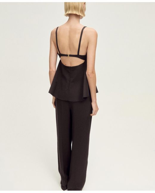 Mango Open Back V-neck Top in Black | Lyst