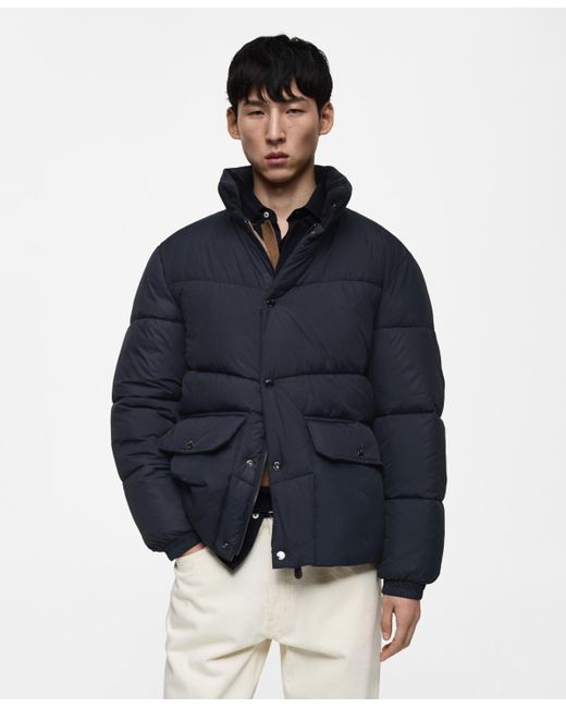 Mango Water-repellent Quilted Coat in Blue for Men | Lyst