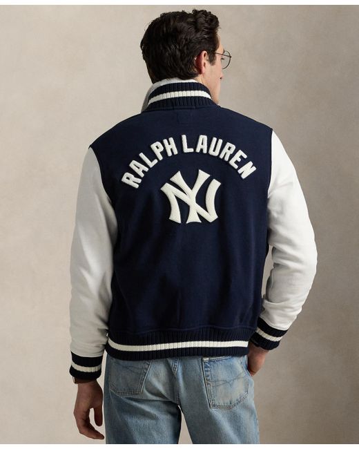 Polo Ralph Lauren Yankees Fleece Jacket in Blue | Lyst