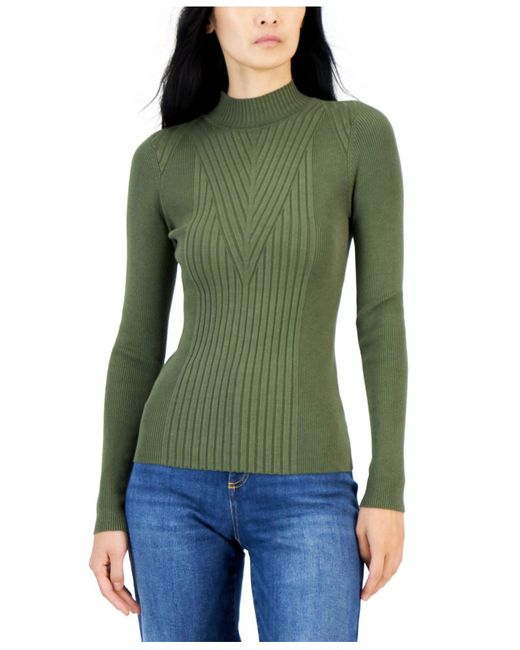 Inc International Concepts Synthetic Mock Neck Knit Ribbed Sweater