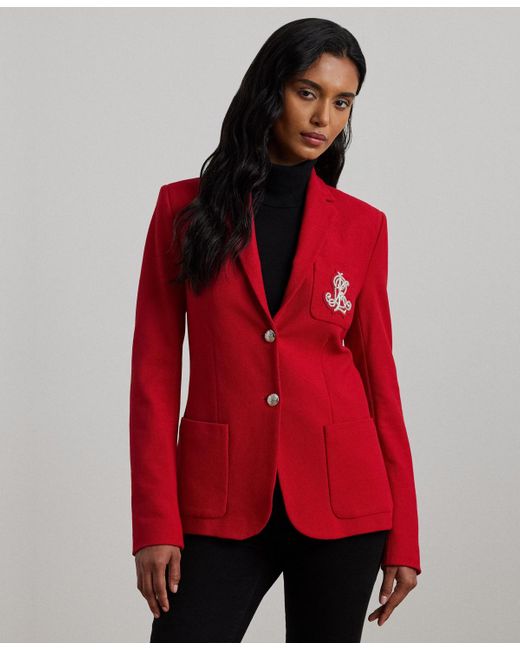 Ralph Lauren Petite Crest Blazer in Red | Lyst