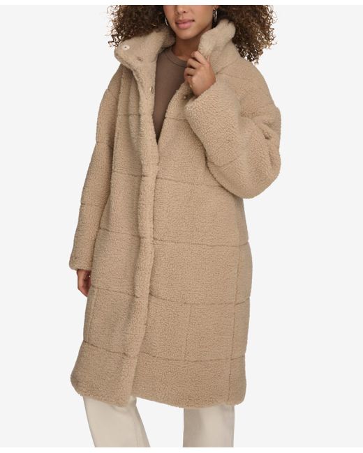 Levi's Long Quilted Teddy Coat in Natural | Lyst