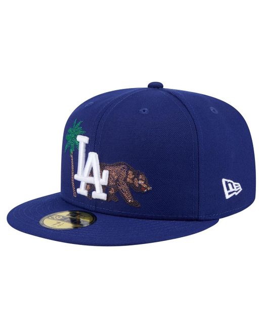 KTZ Los Angeles Dodgers State Stitch 59fifty Fitted Hat in Blue for Men ...
