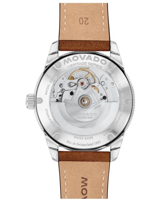 Movado Calendoplan S Swiss Automatic Cognac Leather Watch in Gray for ...