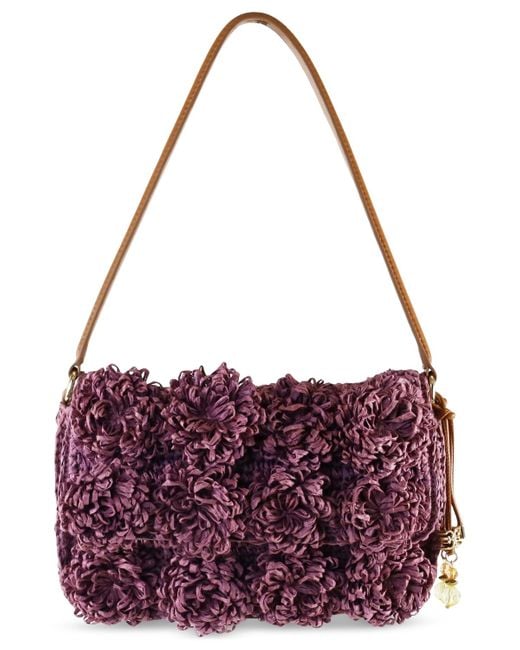 Sam Edelman Phoebe Small Raffia Shoulder Flap Shoulder Bag in Purple | Lyst