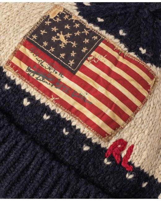 Polo Ralph Lauren Explorer Flag Patch Beanie in Blue for Men | Lyst