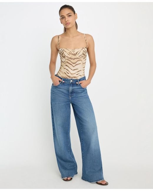GOOD AMERICAN Mesh Bustier Bodysuit in Blue | Lyst