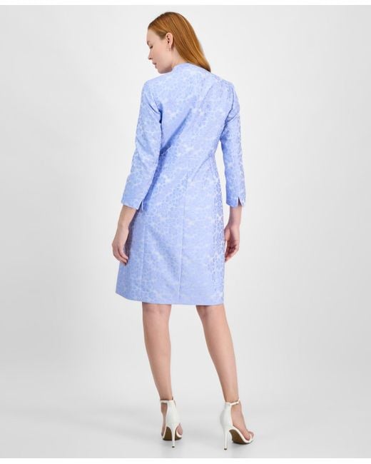 Kasper Open-front Floral Jacquard Topper Jacket in Blue | Lyst