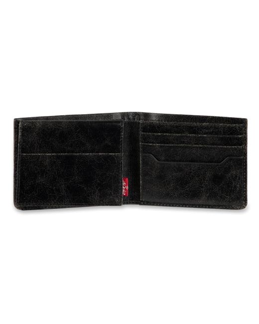 Levi's Rfid rugged Leather Passcase Bifold Wallet in Black for Men | Lyst