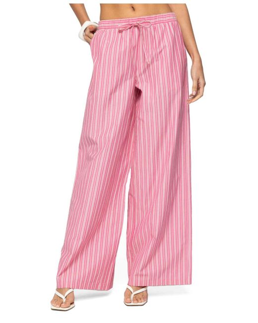 Edikted maggy Striped Wide Leg Pants in Pink | Lyst