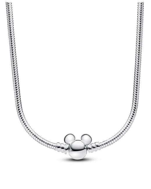PANDORA Disney Mickey Mouse Snake Chain Necklace in White | Lyst