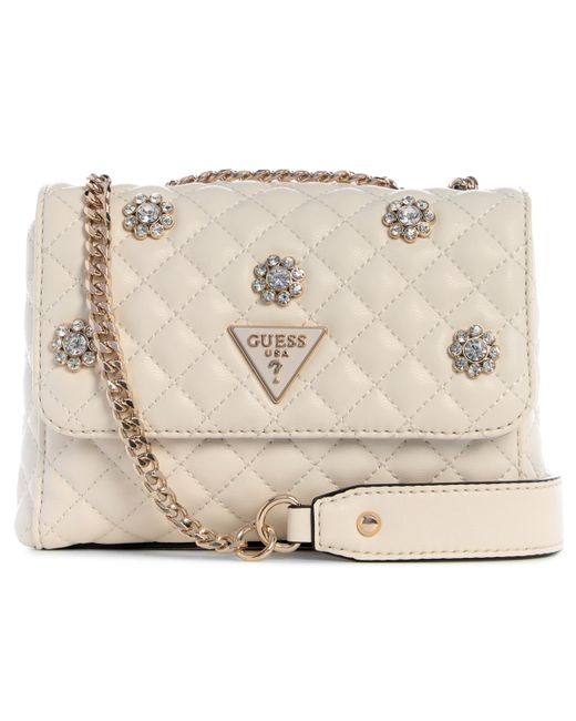 Guess Everlee Mini Convertible Crossbody in Natural | Lyst