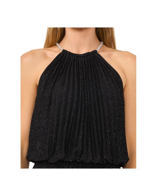 Msk Glitter Halter-neck Embellished Gown in Black | Lyst