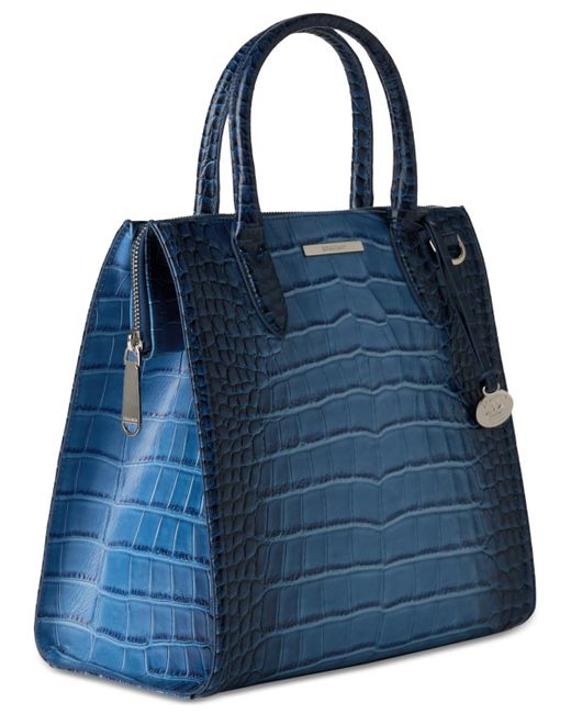 Brahmin Caroline Lumeria Leather Satchel in Blue | Lyst