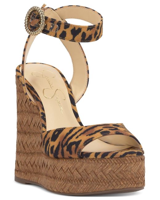 Jessica Simpson Kamindi Ankle-strap Platform Wedge Sandals in Brown | Lyst