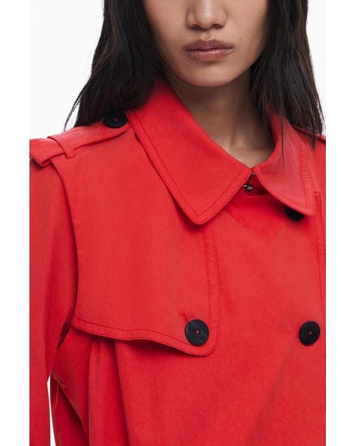 Desigual Detachable Trench Coat in Red | Lyst