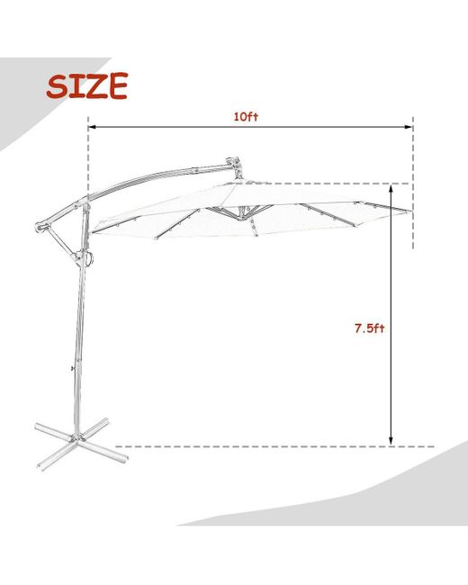 Slickblue 360° Rotation Solar Powered Led Patio Offset Umbrella Without ...