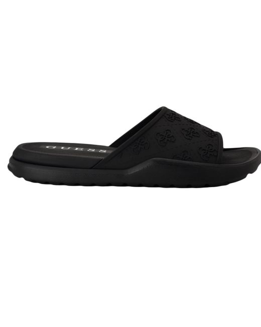 Guess Magaria Branded Elevated Pool Slides in Black for Men | Lyst