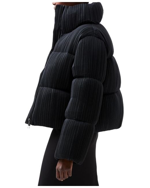 French Connection Dinara Crinkle Puffer Coat in Black | Lyst