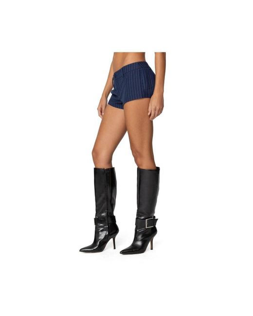 Edikted Harrison Pinstripe Micro Shorts in Blue | Lyst