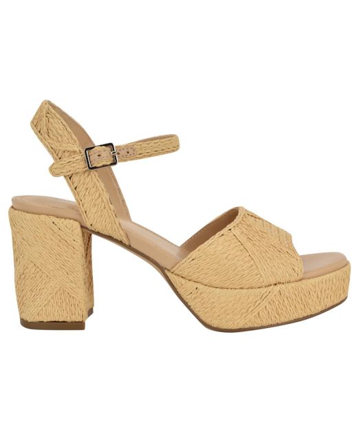 Calvin Klein Lessia Square Toe Dress Sandals in Metallic | Lyst