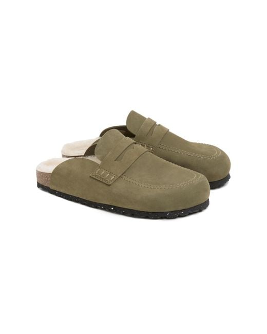 Celtic & Co. Sheep Lined Penny Loafer Clog in Green | Lyst