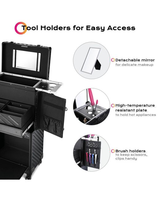 Byootique Rolling Makeup Case Trolley Cosmetic Organizer Hair Stylist ...