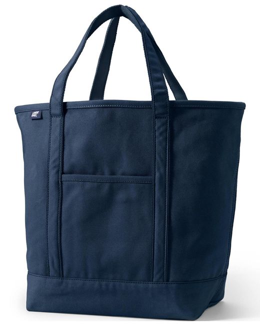 Lands' End Large Solid Color 5 Pocket Open Top Canvas Tote Bag in Blue ...