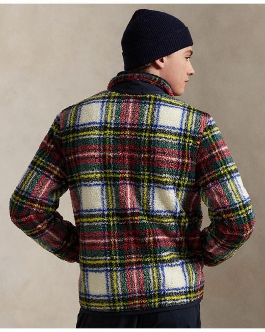 Polo Ralph Lauren Plaid Pile Fleece Hybrid Jacket in Brown for Men | Lyst