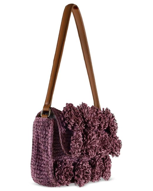 Sam Edelman Phoebe Small Raffia Shoulder Flap Shoulder Bag in Purple | Lyst