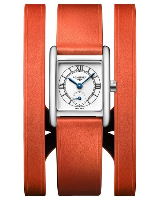 Longines Swiss Mini Dolcevita Orange Three-row Leather Strap Watch 29mm ...