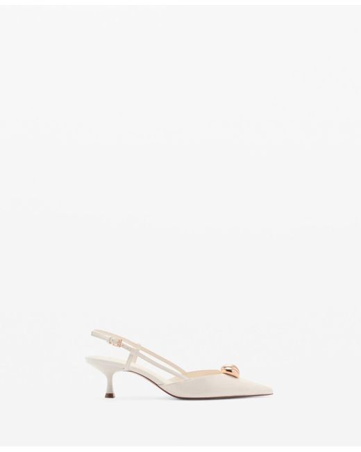 Mango Metallic Detail High Heel Shoes in Natural | Lyst