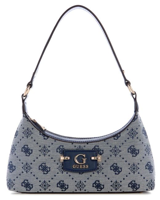 Guess Neda 4g Peony Logo Small Top Zip Shoulder Bag in Gray | Lyst