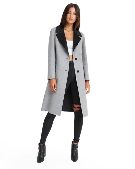 Belle & Bloom Lexington Two Tone Wool Blend Coat in Black | Lyst