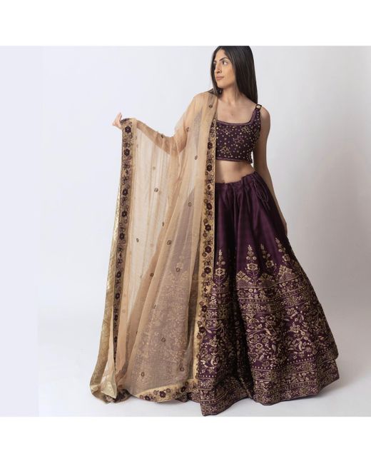 Ras Raw Silk Lehenga Choli Set With A Cluster Of Multi Colored Resham ...