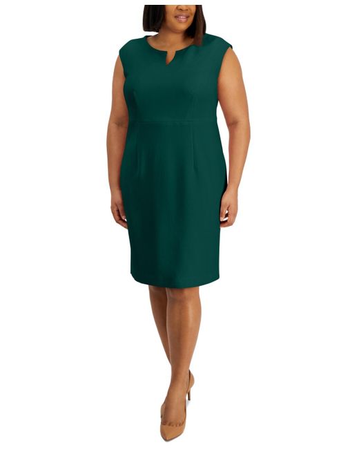 Kasper Plus Size Notched-neck Sheath Dress in Green | Lyst