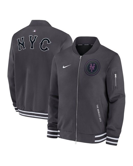Nike New York Mets Authentic Collection City Connect Full-zip Bomber ...