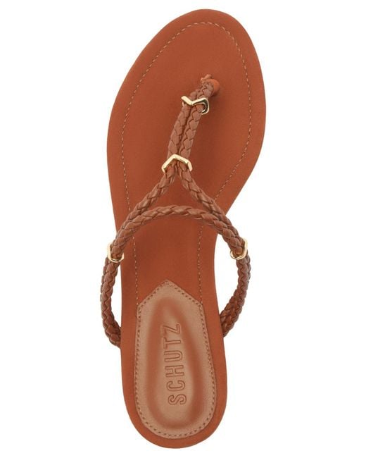 SCHUTZ SHOES Cordelia Slip-on Flat Sandals in Brown | Lyst