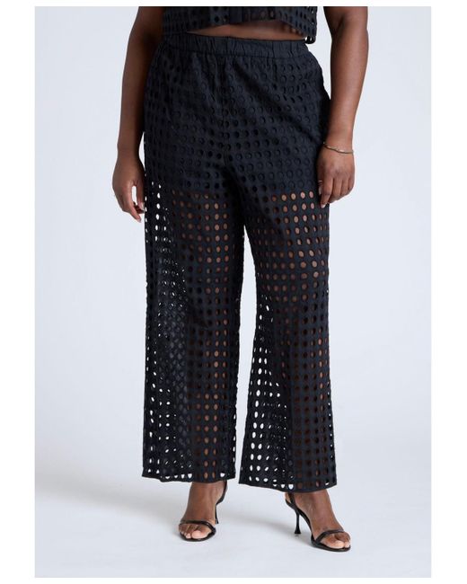 Eloquii Plus Size Sheer Eyelet Pant in Blue | Lyst
