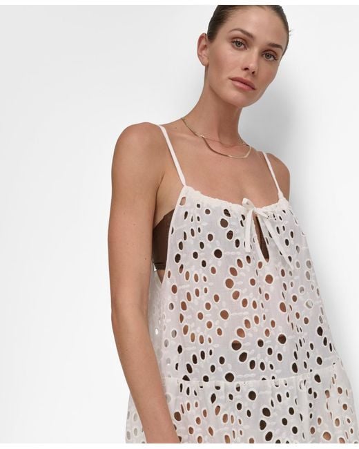 DKNY Tiered Maxi Dress Swim Cover-up in Natural | Lyst