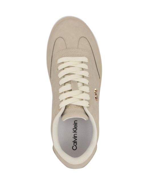 Calvin Klein Nicala Logo Lace-up Sneakers in Natural | Lyst