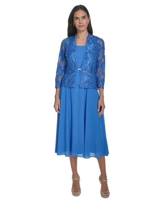 Jessica Howard Petite 2-pc. Soutache Jacket & Chiffon Midi Dress Set in ...