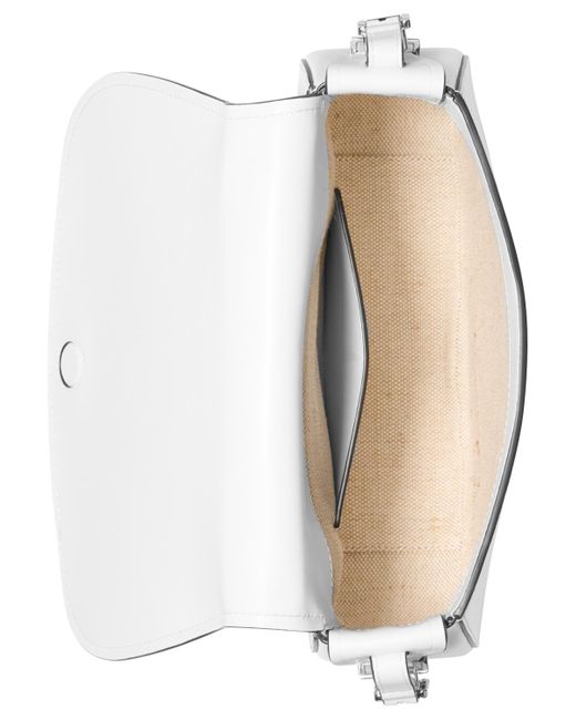 Michael Kors Michael Lydia Small Leather Flap Messenger in White | Lyst