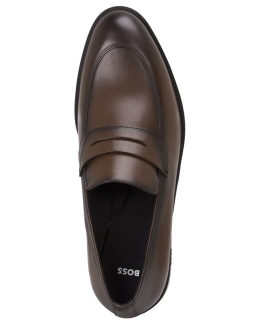 BOSS Boss By Tayil Penny Loafer in Brown for Men | Lyst