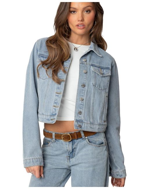 Edikted Barb Denim Jacket in Blue | Lyst