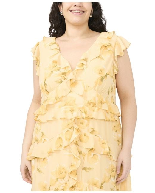 Msk Plus Size Ruffle Trim V-neck Dress in Metallic | Lyst