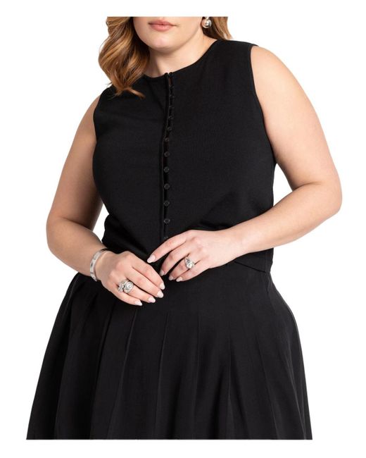 Eloquii Plus Size Preppy Button Front Tank in Black | Lyst