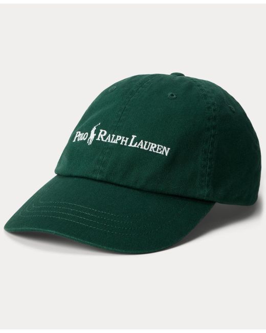 Polo Ralph Lauren Logo Cotton Twill Ball Cap in Green | Lyst