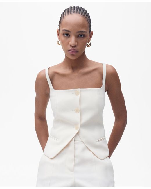 Mango Open Back Suit Vest in White | Lyst