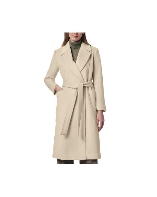 Bernardo Belted Wool Blend Coat in Natural | Lyst